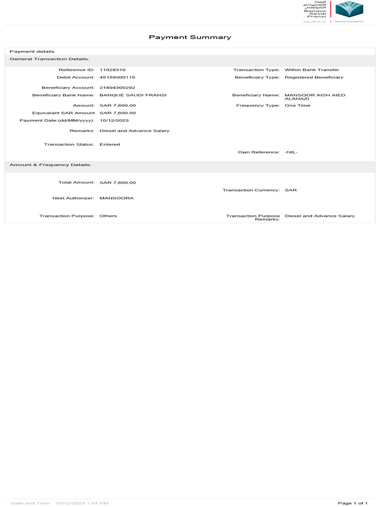 12-10-2023 (Company Card RK Diesel and Advance Salary Employees) | PDF