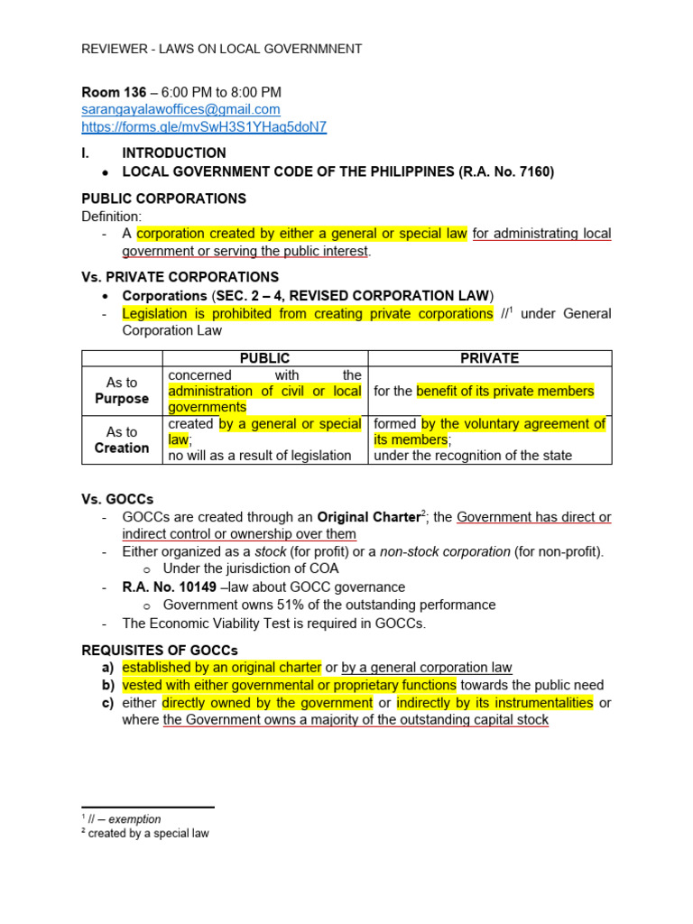REVIEWER | PDF | Devolution | Corporations