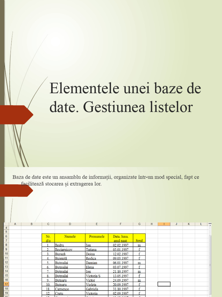 Elementele Unei baze de date | PDF