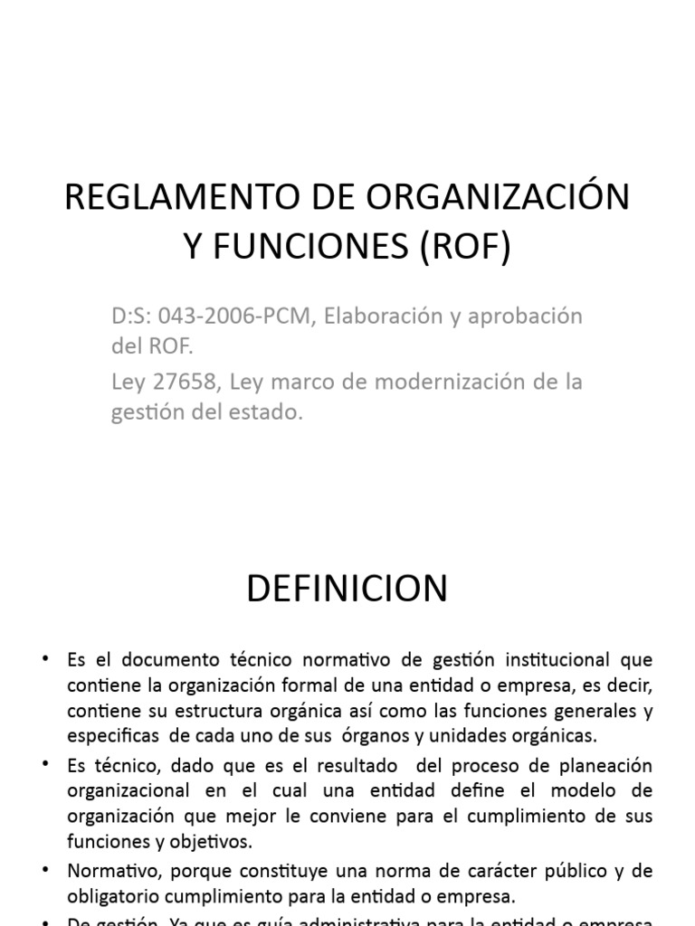 Reglamento de Organización y Funciones (Rof) | PDF