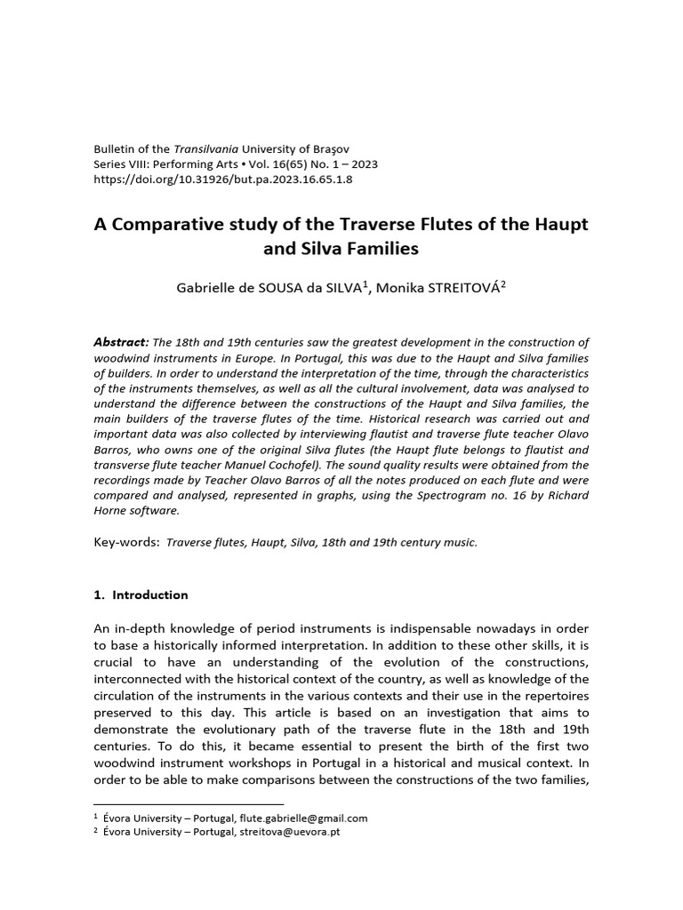 Haupt vs. Silva: Traverse Flute Analysis | PDF | Flute | Portugal