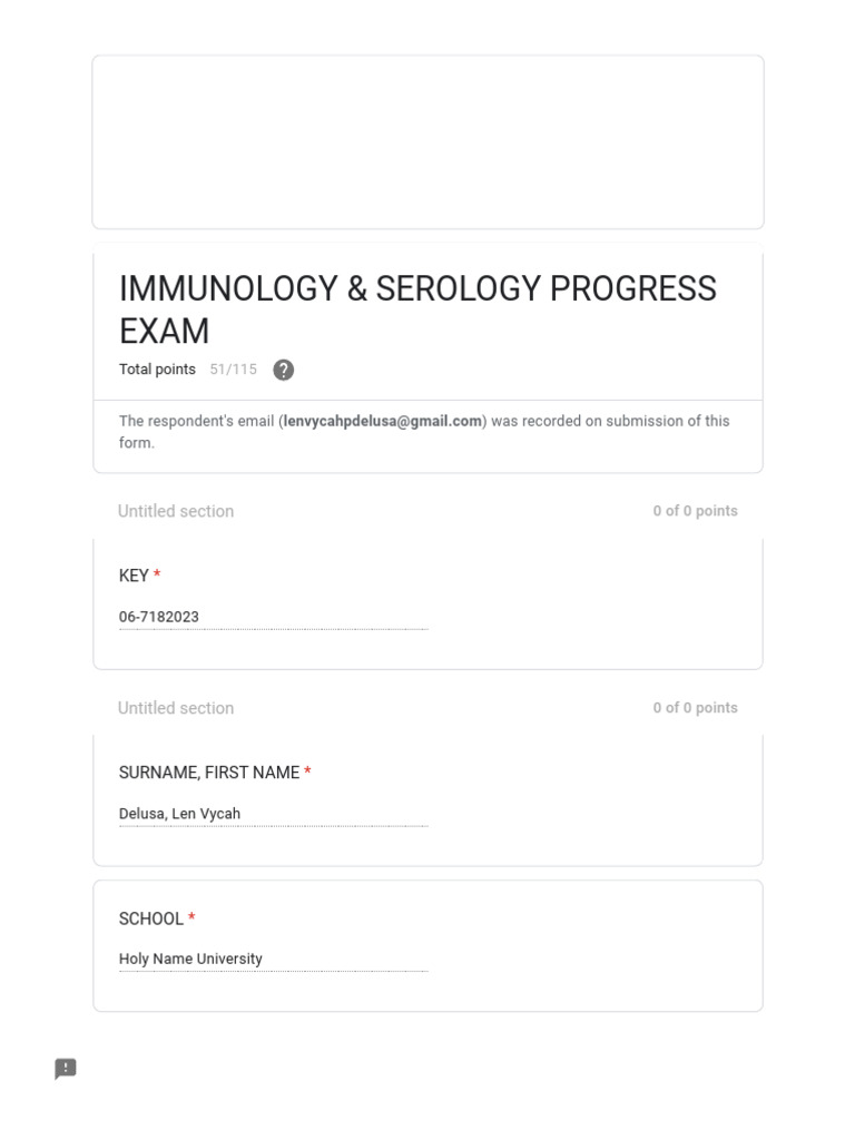 Immunology & Serology Progress Exam | PDF | Immune System | Adaptive Immune System