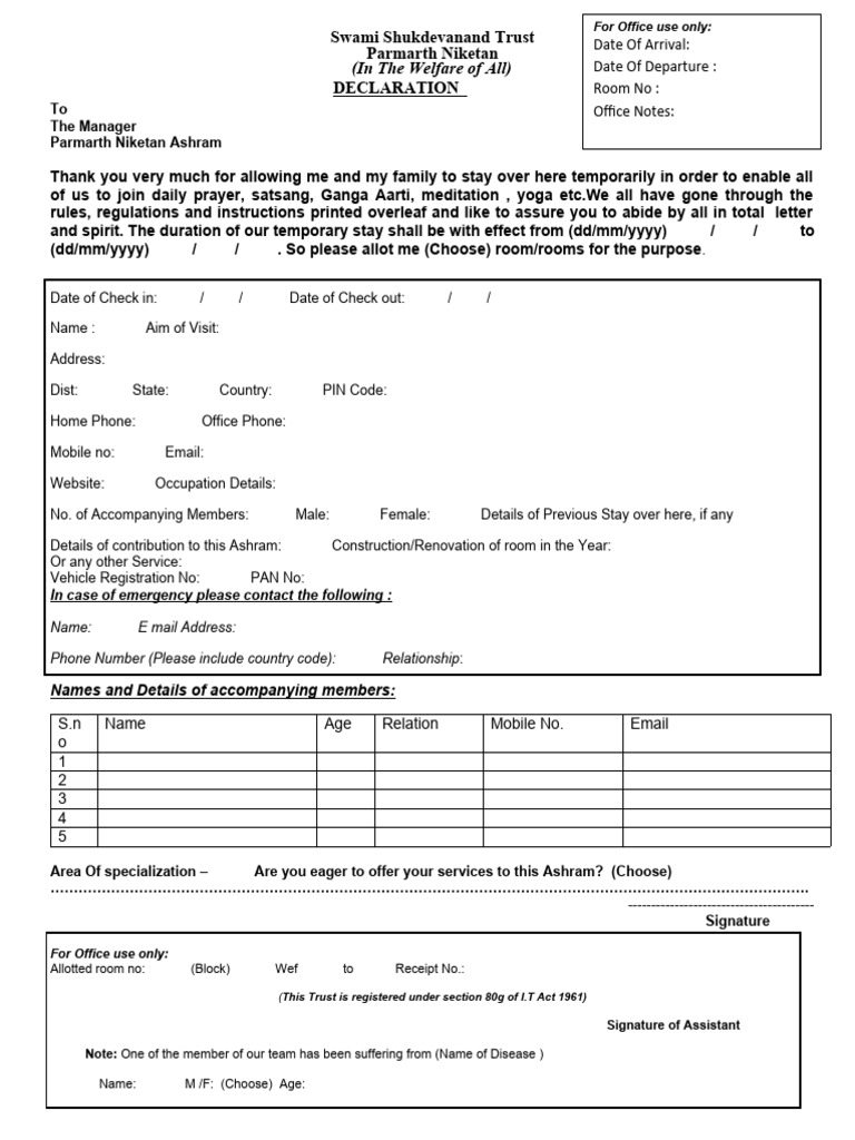 Declaration Form - Indian Nationals | PDF