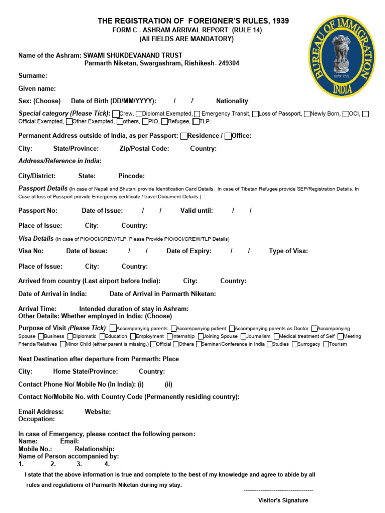 C Form - Foreign Nationals | Download Free PDF | Travel Visa | Passport