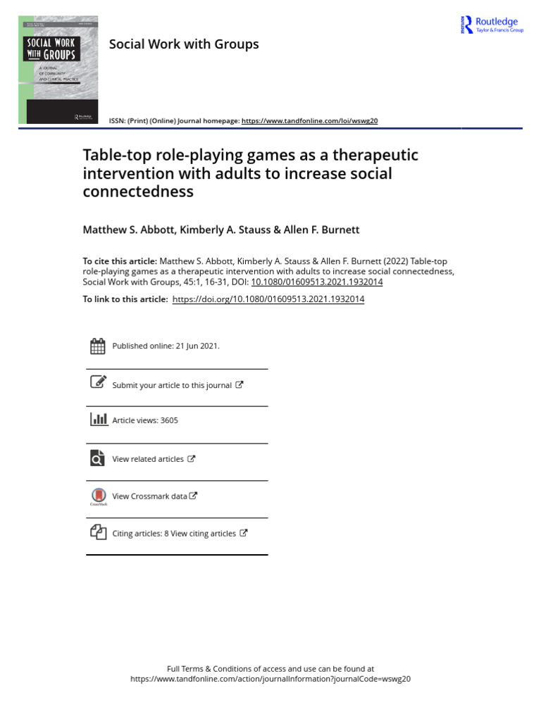 Abbott - TTRPG Therapeutic Intervention Increase Social Connectedness ...