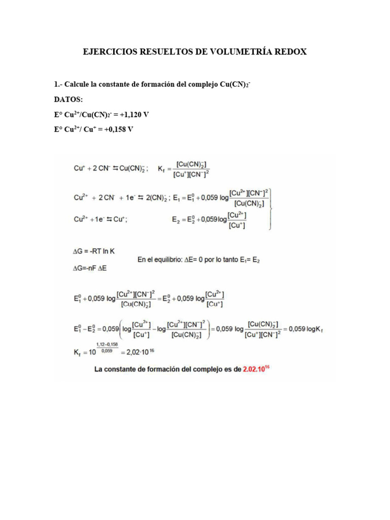 EJEMPLOS EJERCICIOS RESUELTOS REDOX | PDF