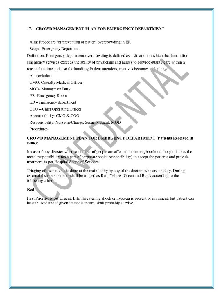 Crowd Management Policy | PDF | Emergency Department | Medical Specialties