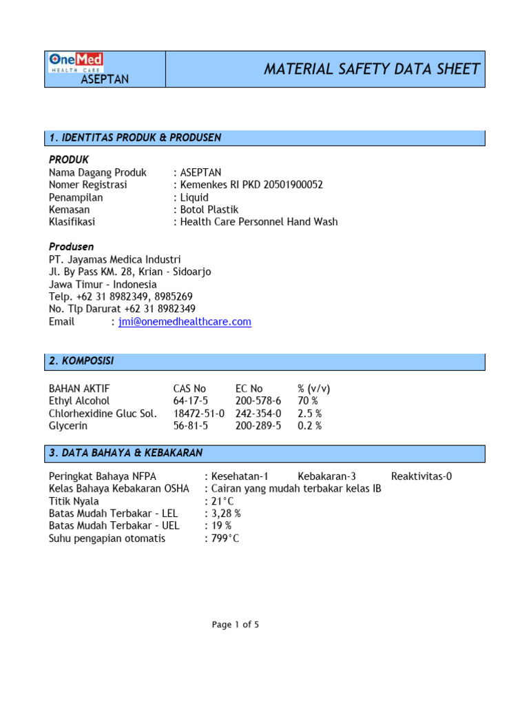 Msds Aseptan - Ind | PDF