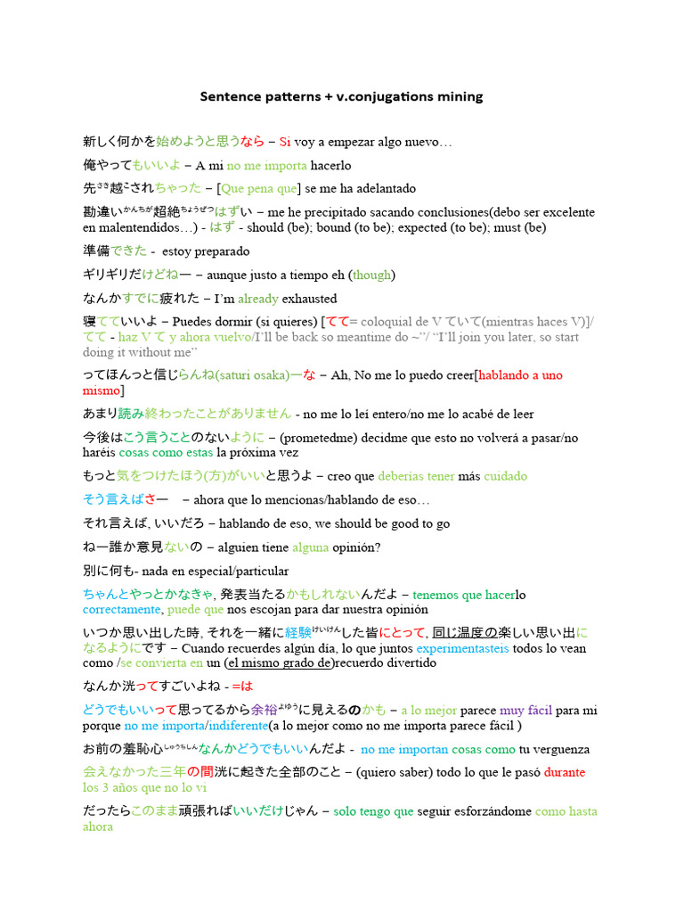 Patrones de Oraciones y Conjugaciones | PDF