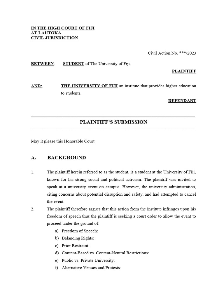 Constitutional Moot Submission | PDF | Freedom Of Speech In The United ...