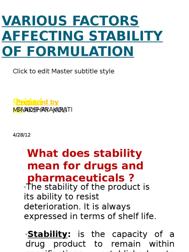 Various Factor Affecting Stability of Formulation | PDF | Freeze Drying ...