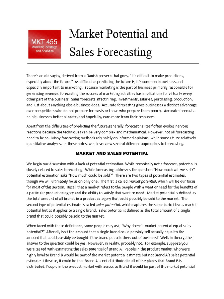 Market Potential and Sales Forecasting | PDF | Forecasting | Time Series