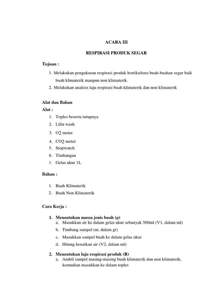 Studi Respirasi Buah Segar | PDF