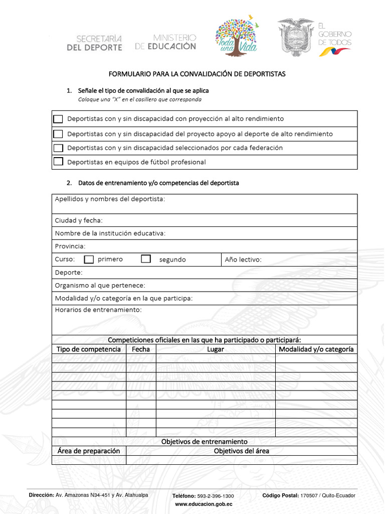 Formato Convalidacion Deportistas | PDF