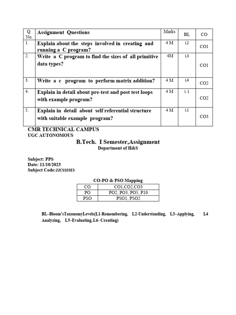 Pps Assignment Pdf