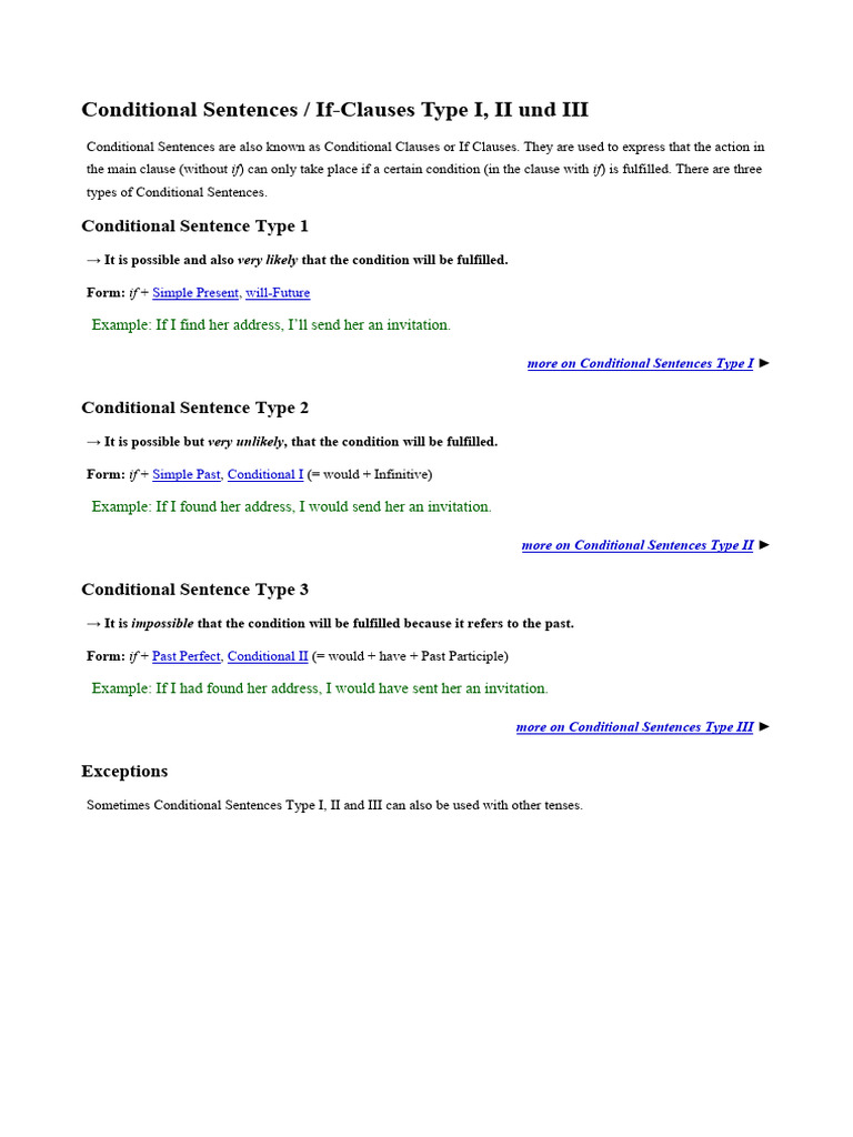 GRAMMAR - Conditional Sentences | PDF | Perfect (Grammar) | Syntax