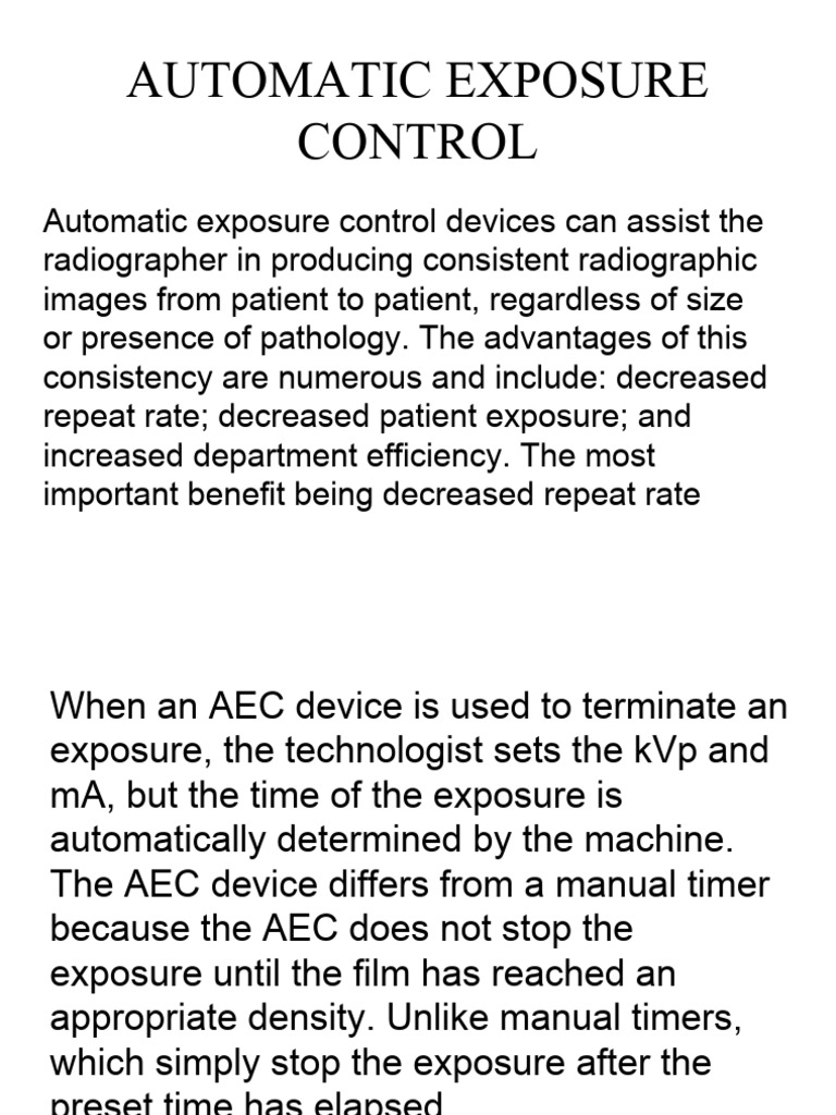 Automatic Exposure Control | PDF