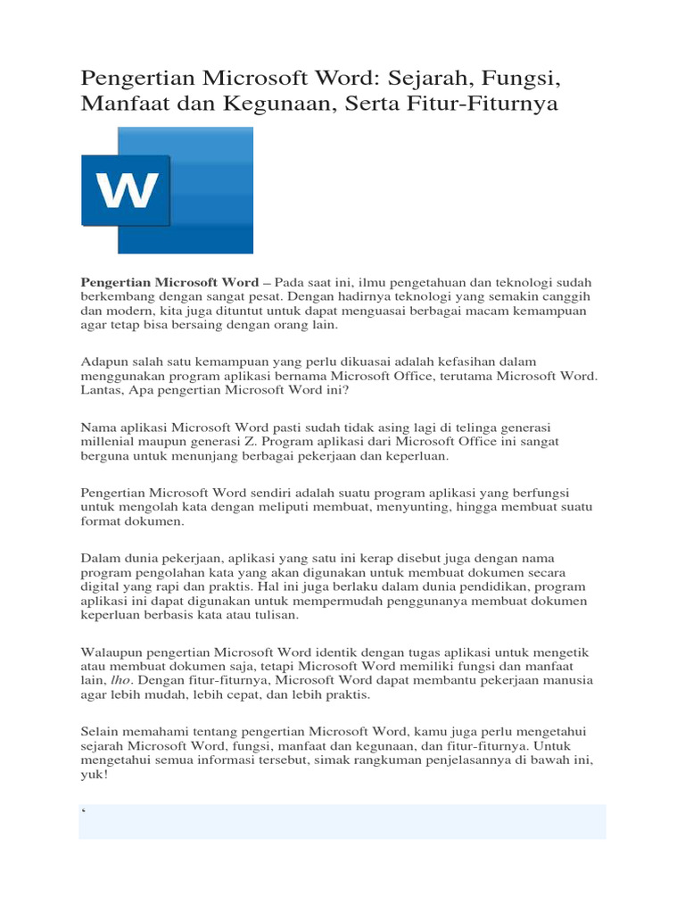 Pengertian Microsoft Word | PDF