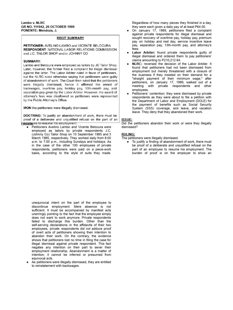 Lambo v. NLRC | PDF