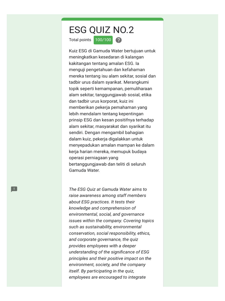 Esg Quiz No.2 | PDF