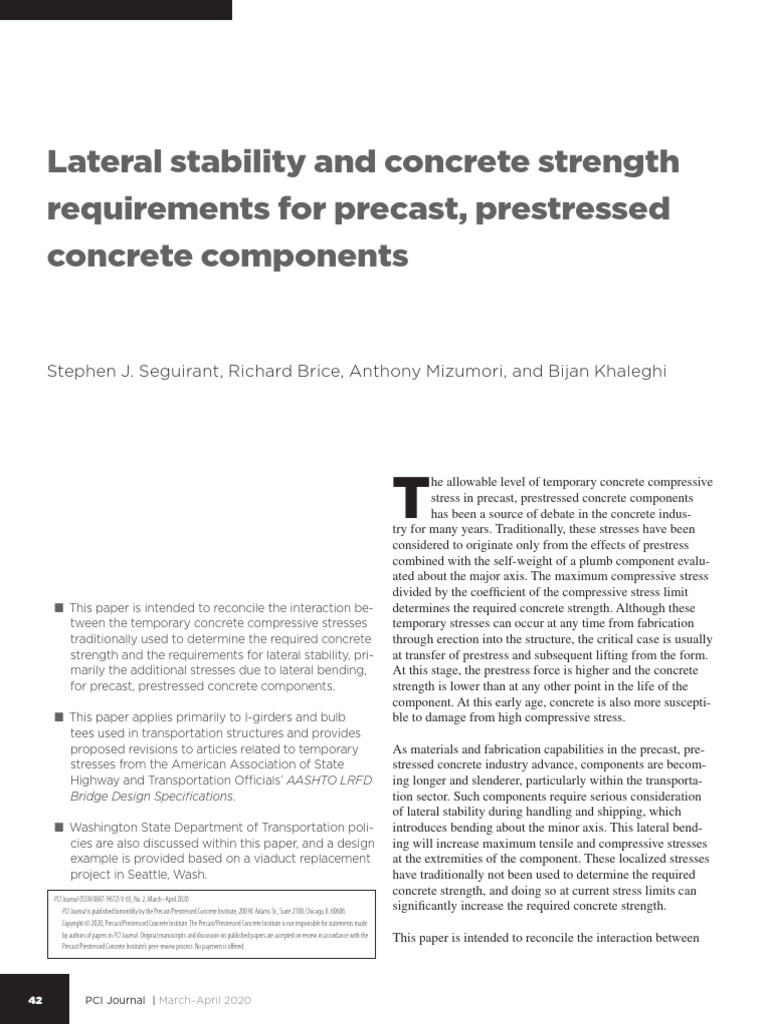 Lateral Stability by - Seguirant | PDF | Strength Of Materials | Concrete