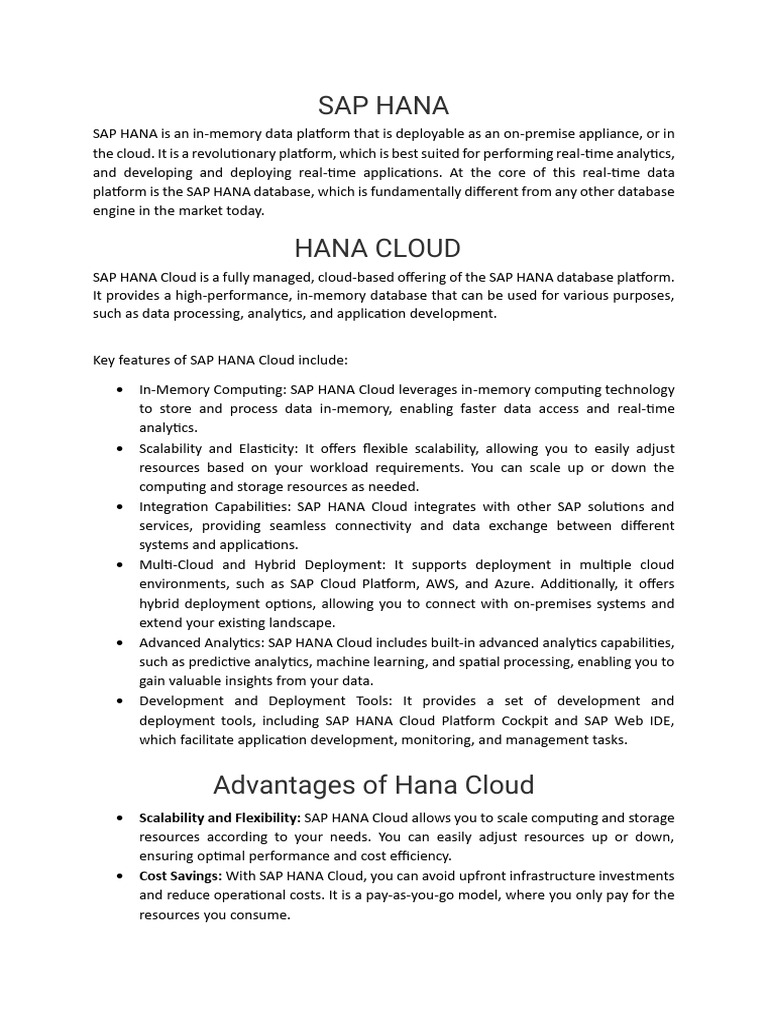 Sap Hana Docs | PDF | Cloud Computing | Databases
