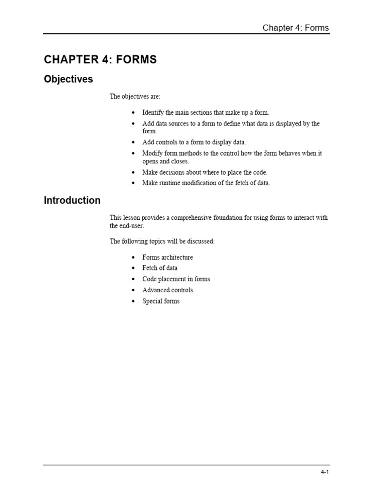 Chapter 4: Forms: Objectives | PDF | Method (Computer Programming) | Databases