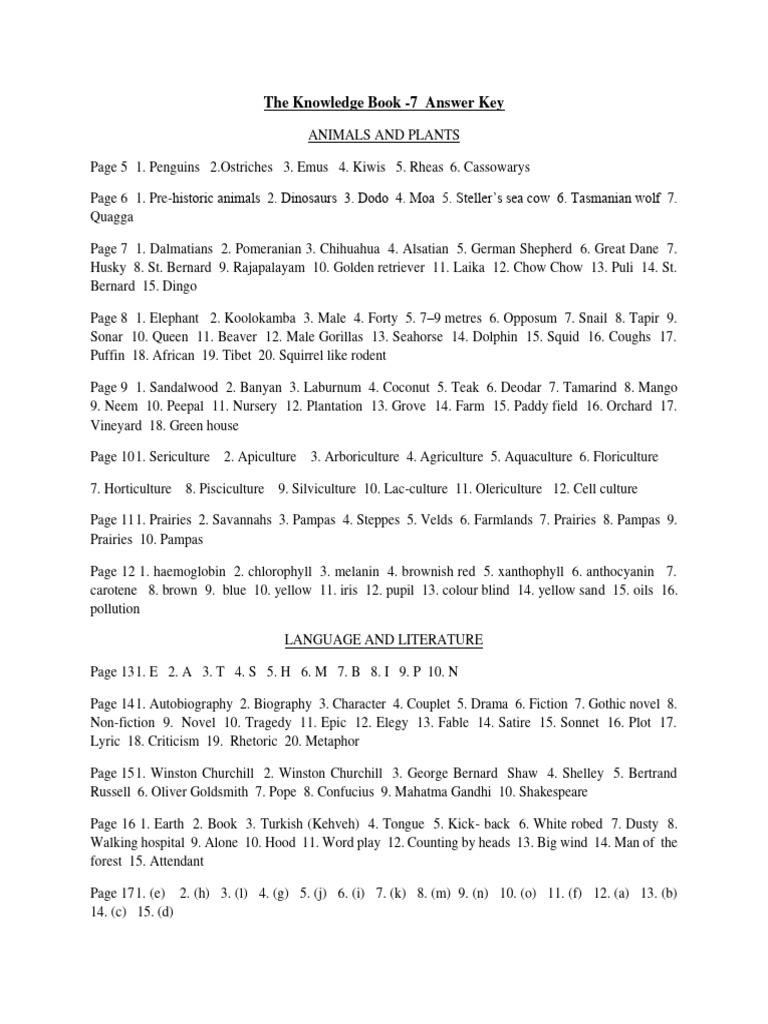 GK Class 7 The Knowledge BK Answers PDF All in One. | PDF | Solar ...
