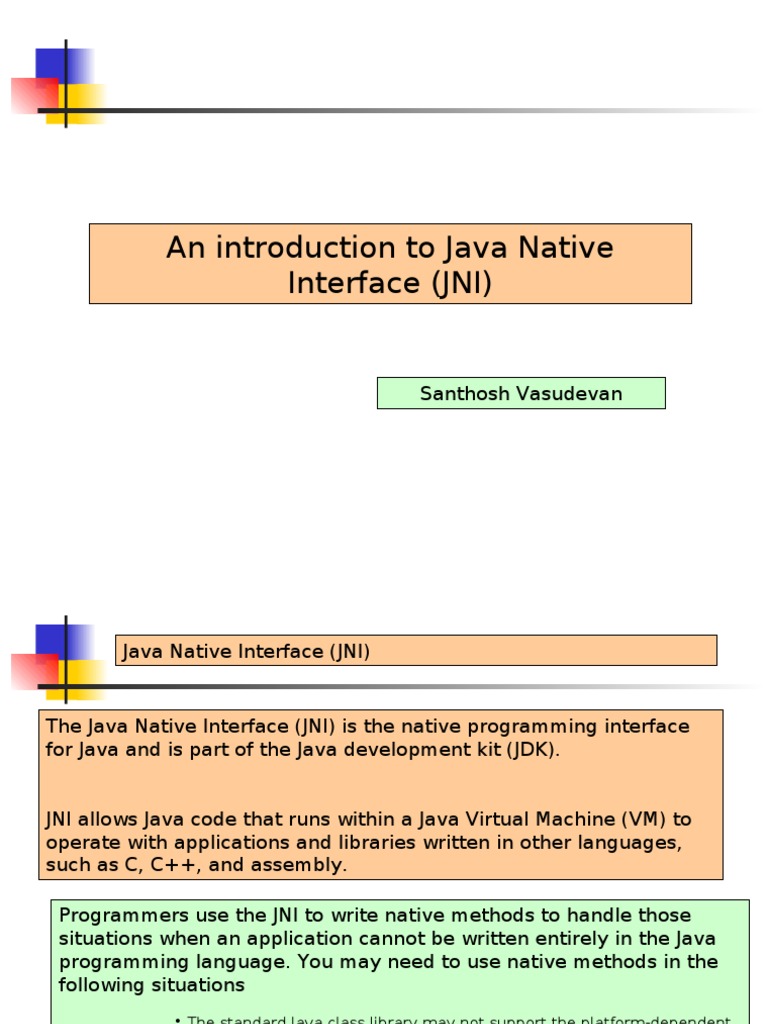 JNI | PDF | Java (Programming Language) | Library (Computing)