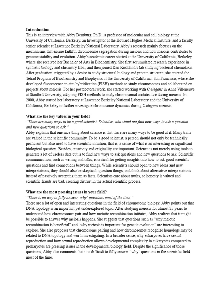 Interview | PDF | Life Sciences | Science