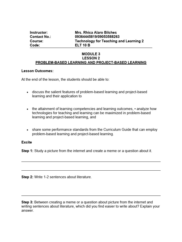 TTL MODULE 3 | PDF | Project Based Learning | Learning