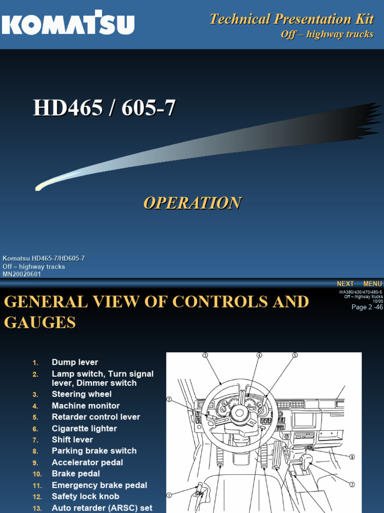 HD465-7/605-7 Operation Manual | PDF | Switch | Brake