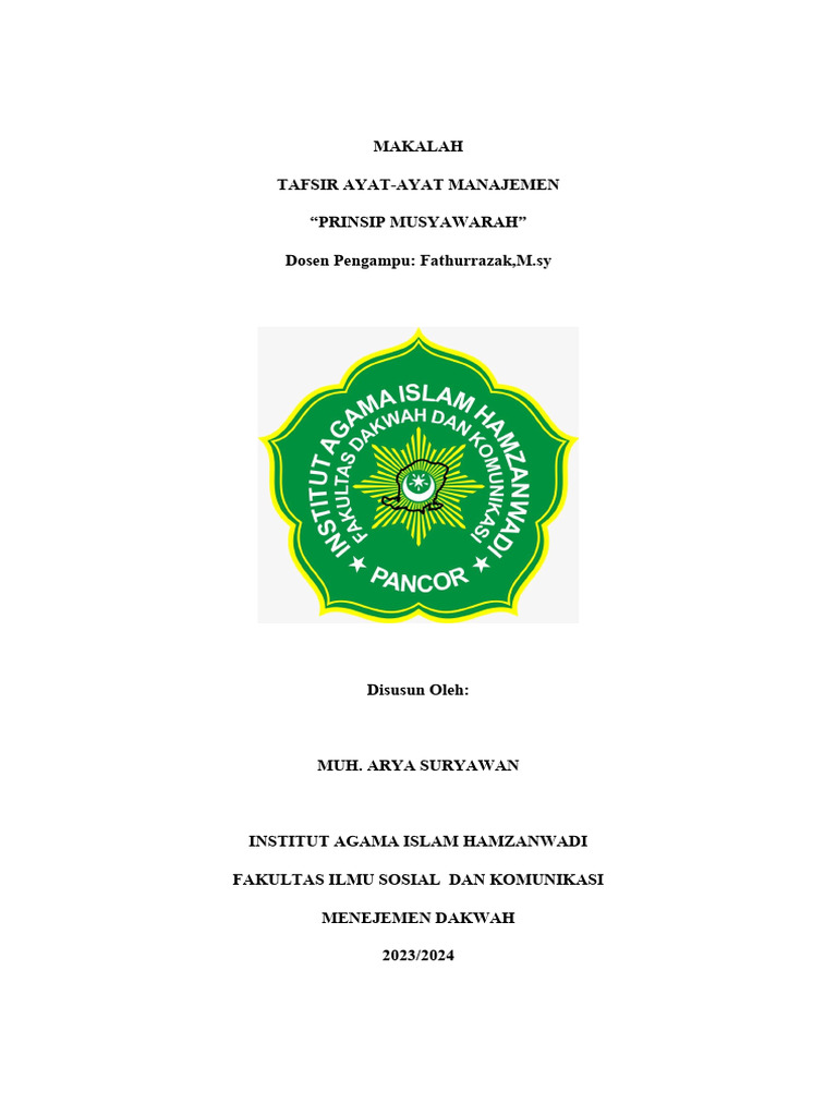 Makalah Tafsir Ayat - Ayat Manajemen Arya Suryawan | PDF | Karier & Perkembangan | Filsafat