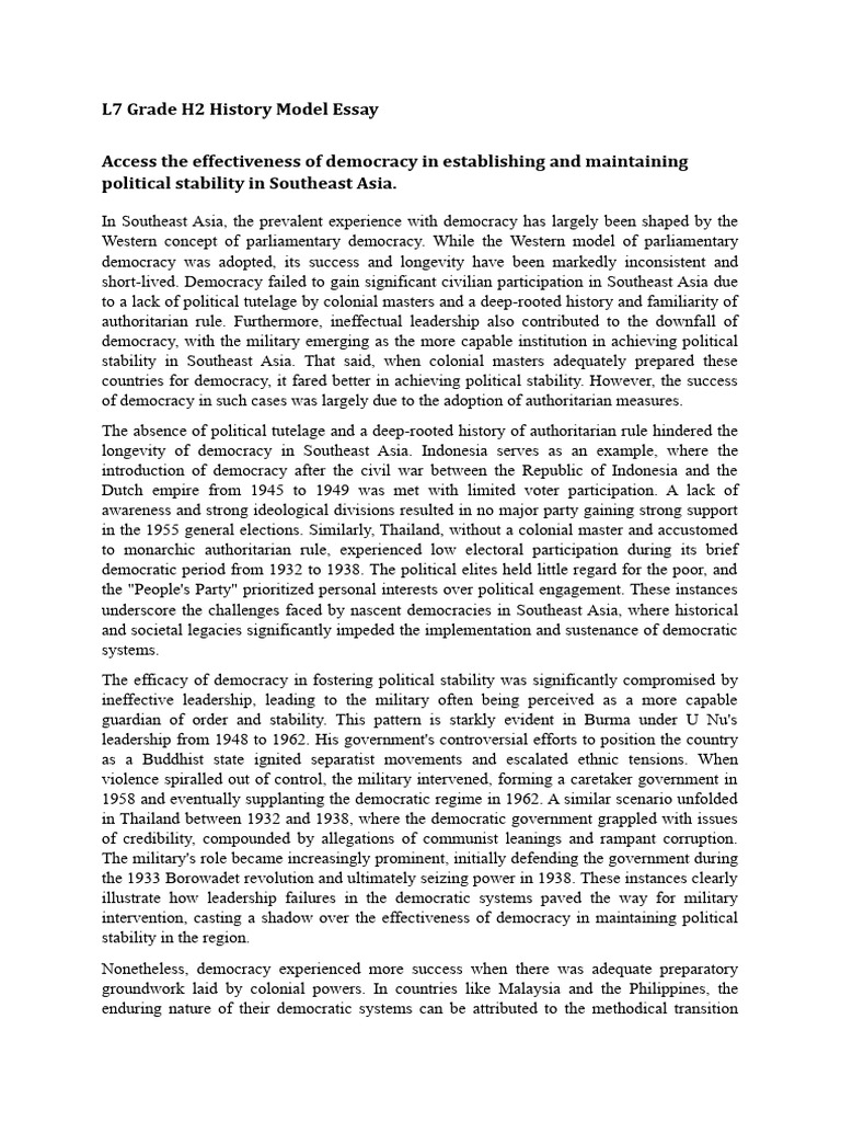 2024 H2 History Model Essay For A-Levels | PDF