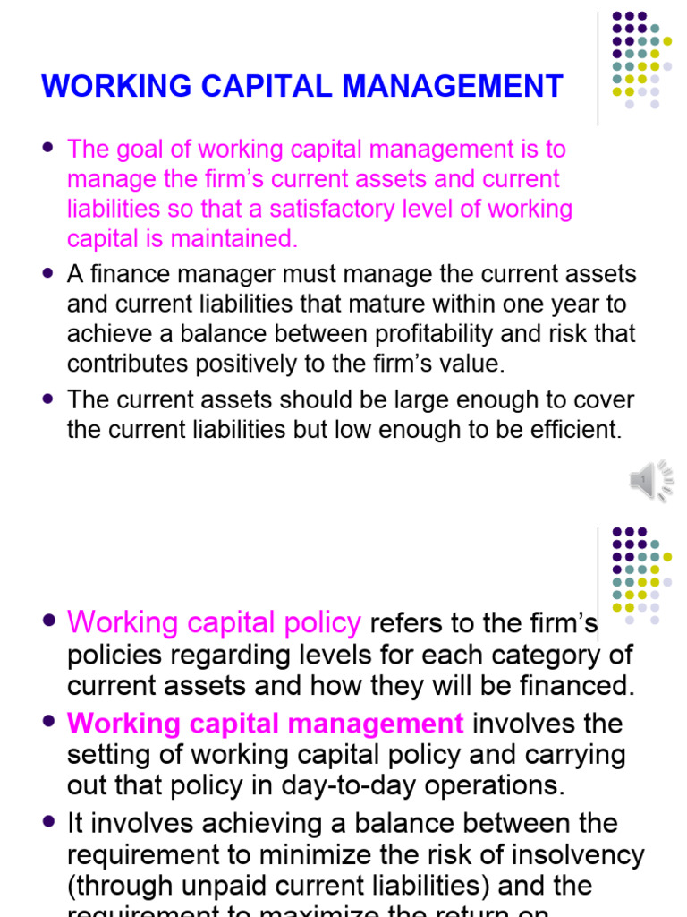 WORKING CAPITAL MANAGEMENT | PDF | Working Capital | Market Liquidity