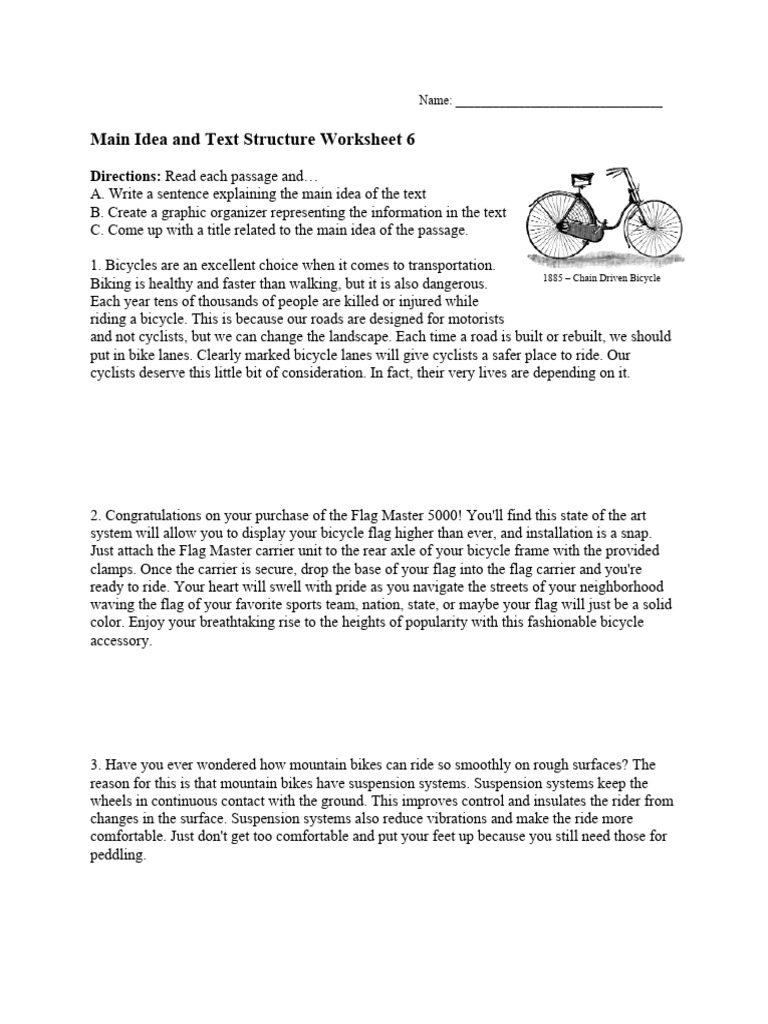 Grade 6 Reading Comprehension: Main Idea | PDF | Manufactured Goods ...