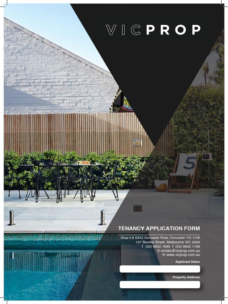 Tenancy Application for VIC Prop | PDF | Lease | Leasehold Estate