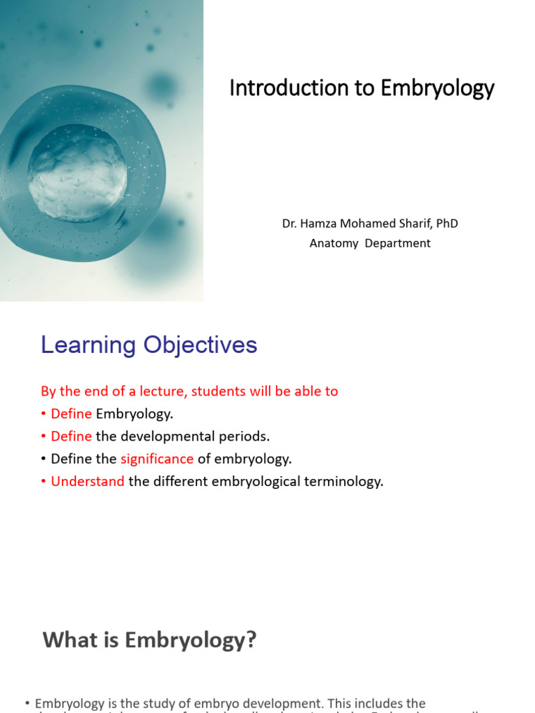Introduction to Embryology Concepts | PDF | Embryo | Fertilisation