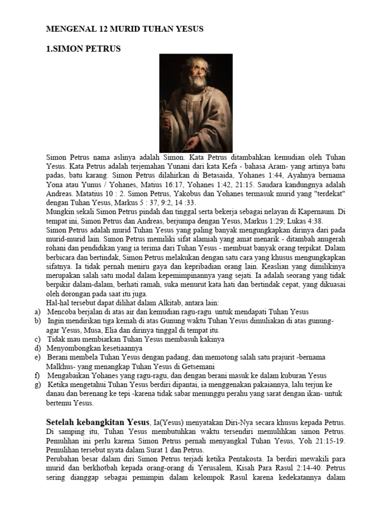 MENGENAL 12 MURID TUHAN YESUS | PDF