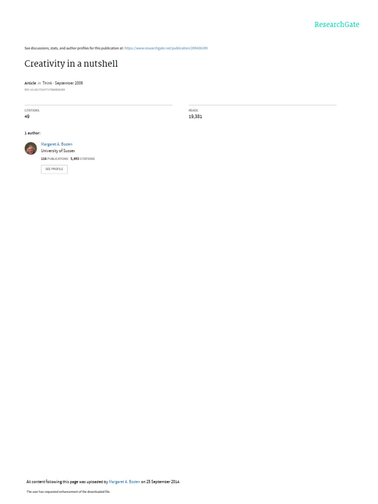 Creativity in A Nutshell | PDF | Creativity | Idea