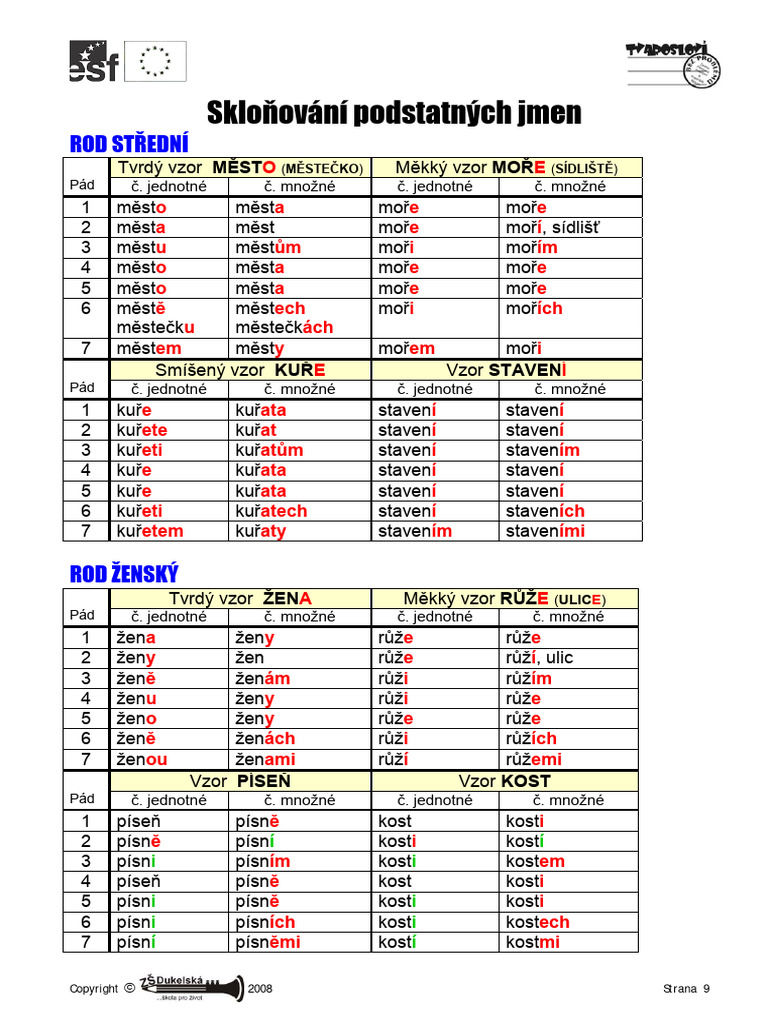 Deklinace Substantiv | PDF