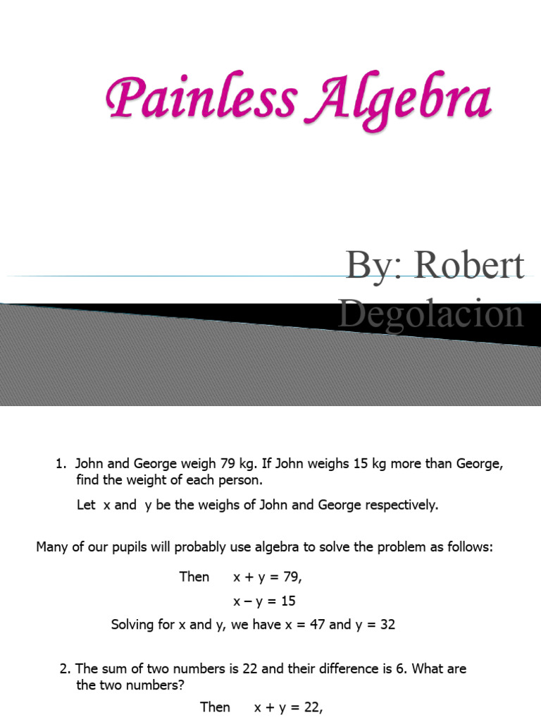FINAL Painless Algebra For Davao | PDF | Equations | Mathematics