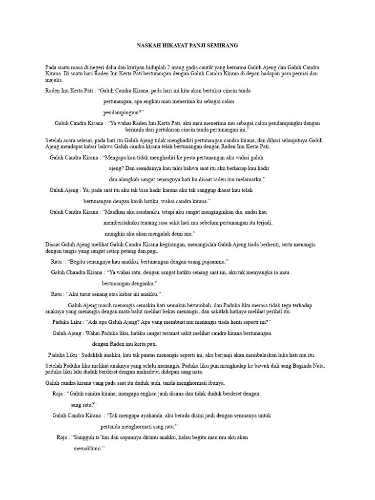 Naskah Hikayat Panji Semirang | PDF