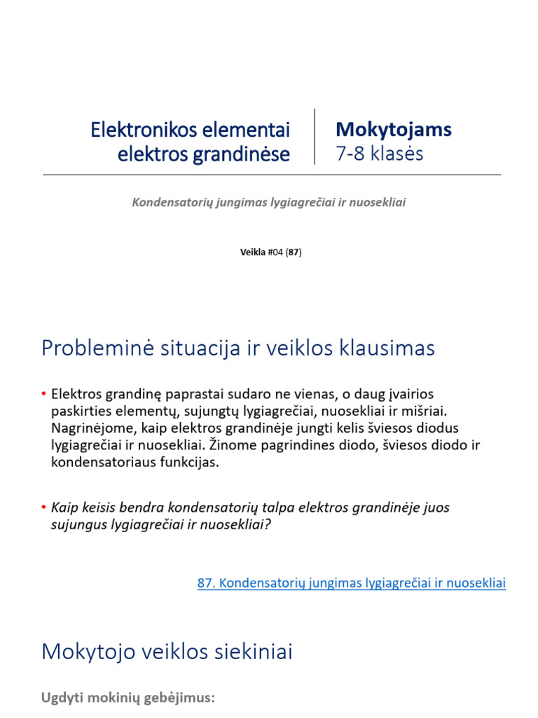 Veikla#04 (87) - Elektronikos Elementai Elektros Grandinėse. Mokytojo ...