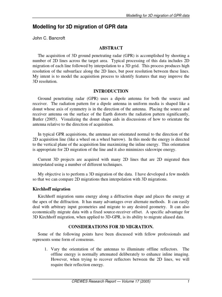 GPR 3D Migration | PDF | Interpolation | Antenna (Radio)