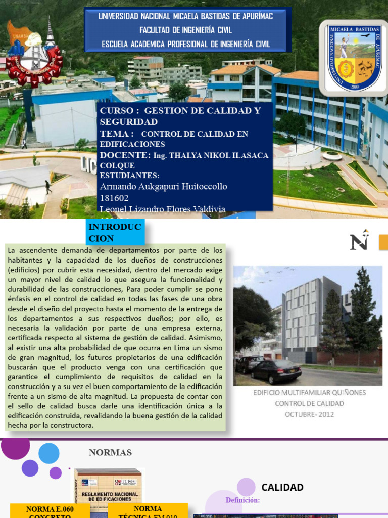 Expo. Control de Calidad en Edificacion Multi. | PDF | Calidad (comercial) | Hormigón