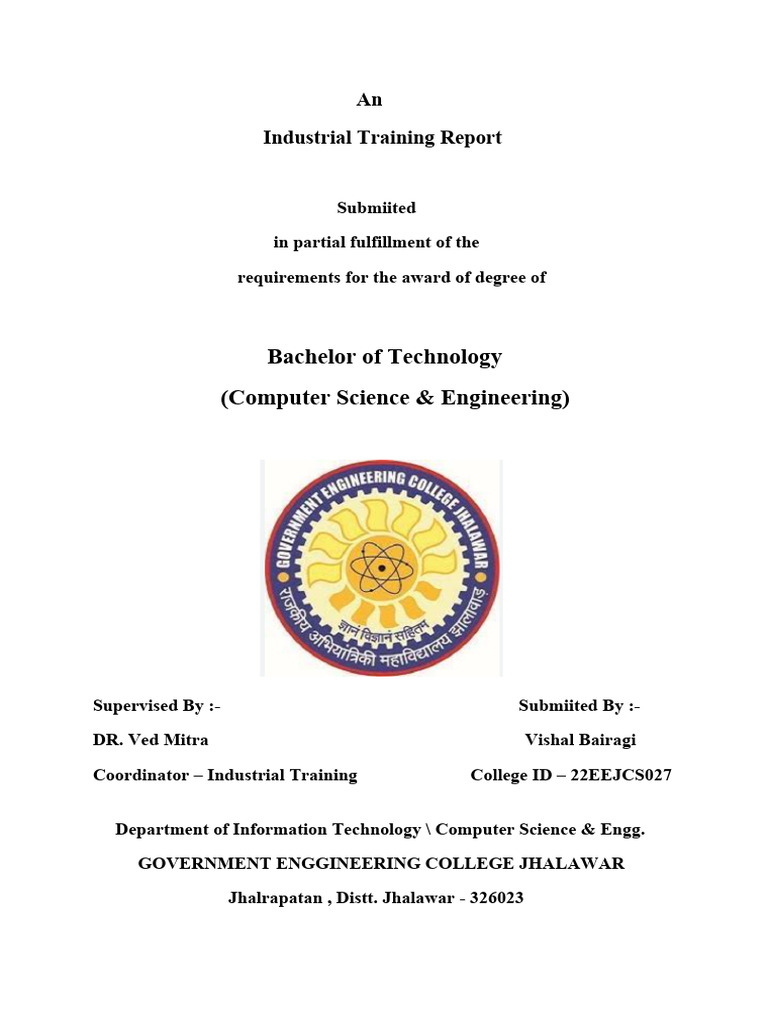 Vishal Summer Training Report | PDF