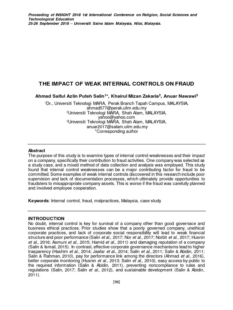 The Impact of Weak Internal Controls On | PDF