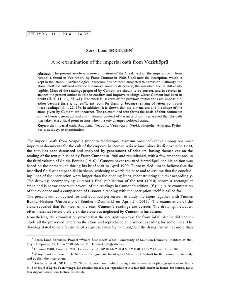 Sørensen Imperial Oath From Vezirköprü 17.02.2015 | PDF | Roman Empire ...