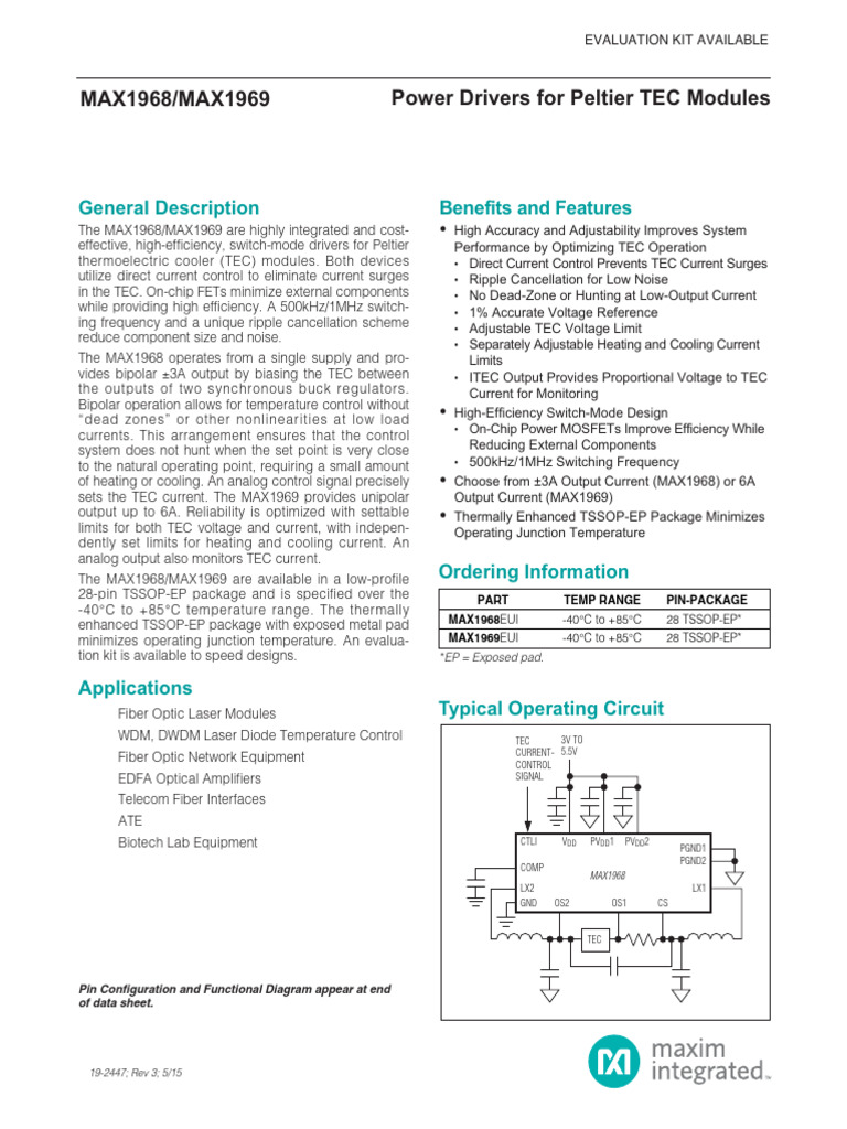 Max1968 Max1969 | PDF | Wavelength Division Multiplexing | Mosfet